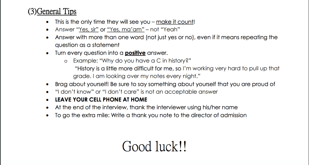 Student Mock Interviews