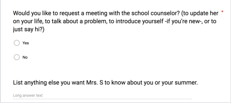 Beginning of the Year Check-Ins & Middle School Google Survey